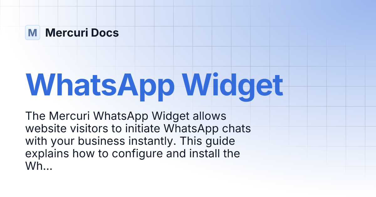 WhatsApp Widget | Mercuri Docs