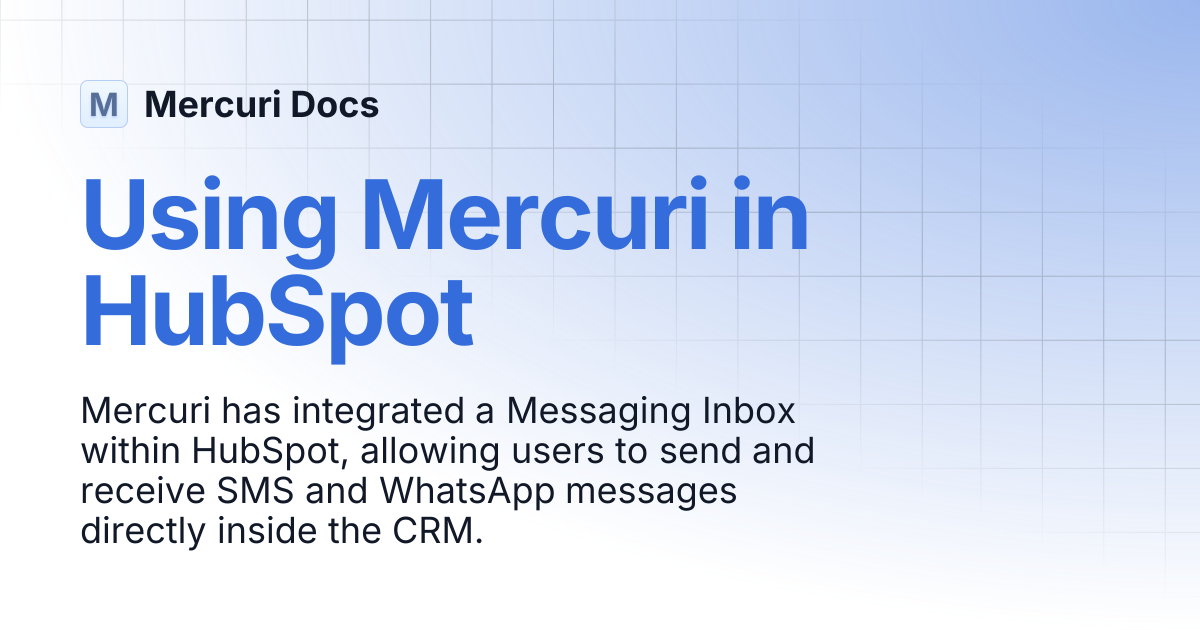 Using Mercuri in HubSpot | Mercuri Docs