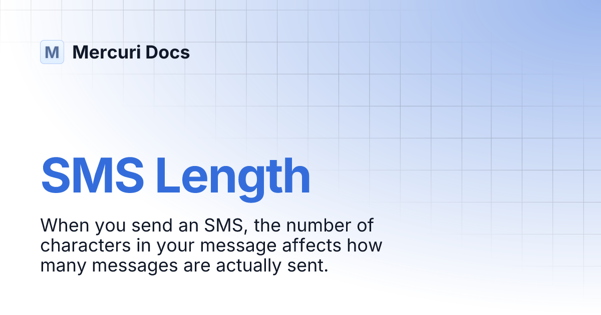 SMS Length | Mercuri Docs