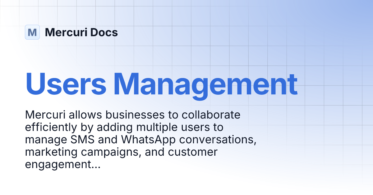 Users Management | Mercuri Docs
