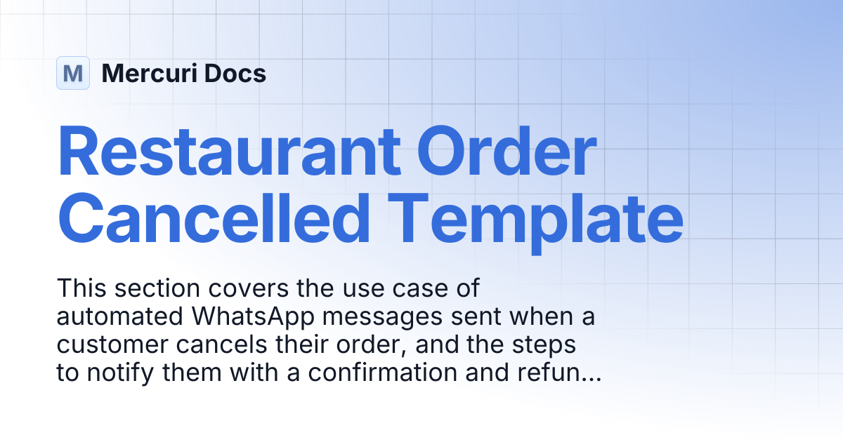 Restaurant Order Cancelled Template | Mercuri Docs