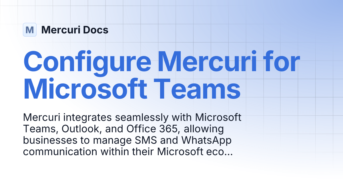 Configure Mercuri for Microsoft Teams | Mercuri Docs